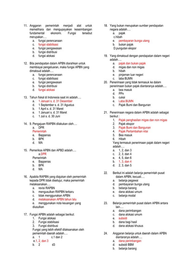 Latihan Soal APBN Ekonomi SMA | PDF