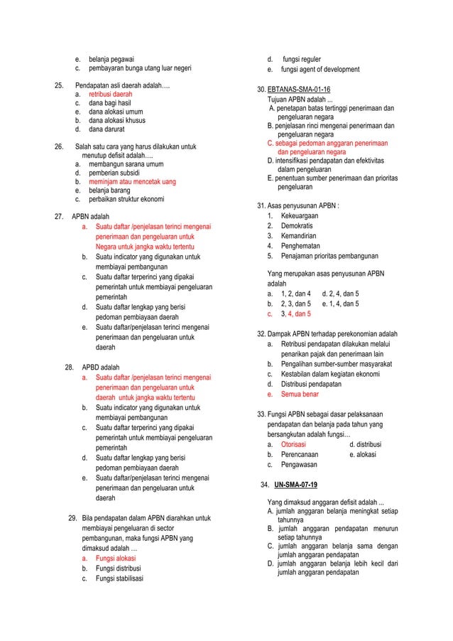 Latihan Soal APBN Ekonomi SMA | PDF