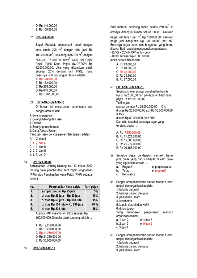 Latihan Soal APBN Ekonomi SMA | PDF