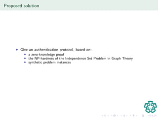 Authentication protocols based on zero knowledge proof (Part 2 - Brief talk) | PPT