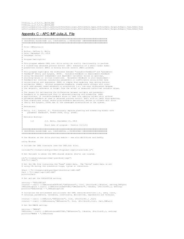 Advanced Production Control Using Julia & IMPL | DOCX