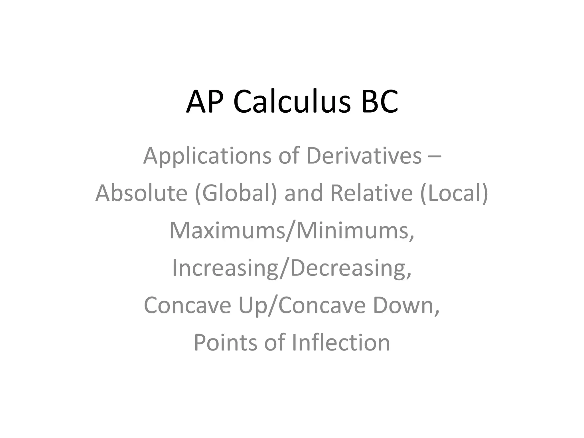 Ap Calculus Applications of Derivatives | PPTX