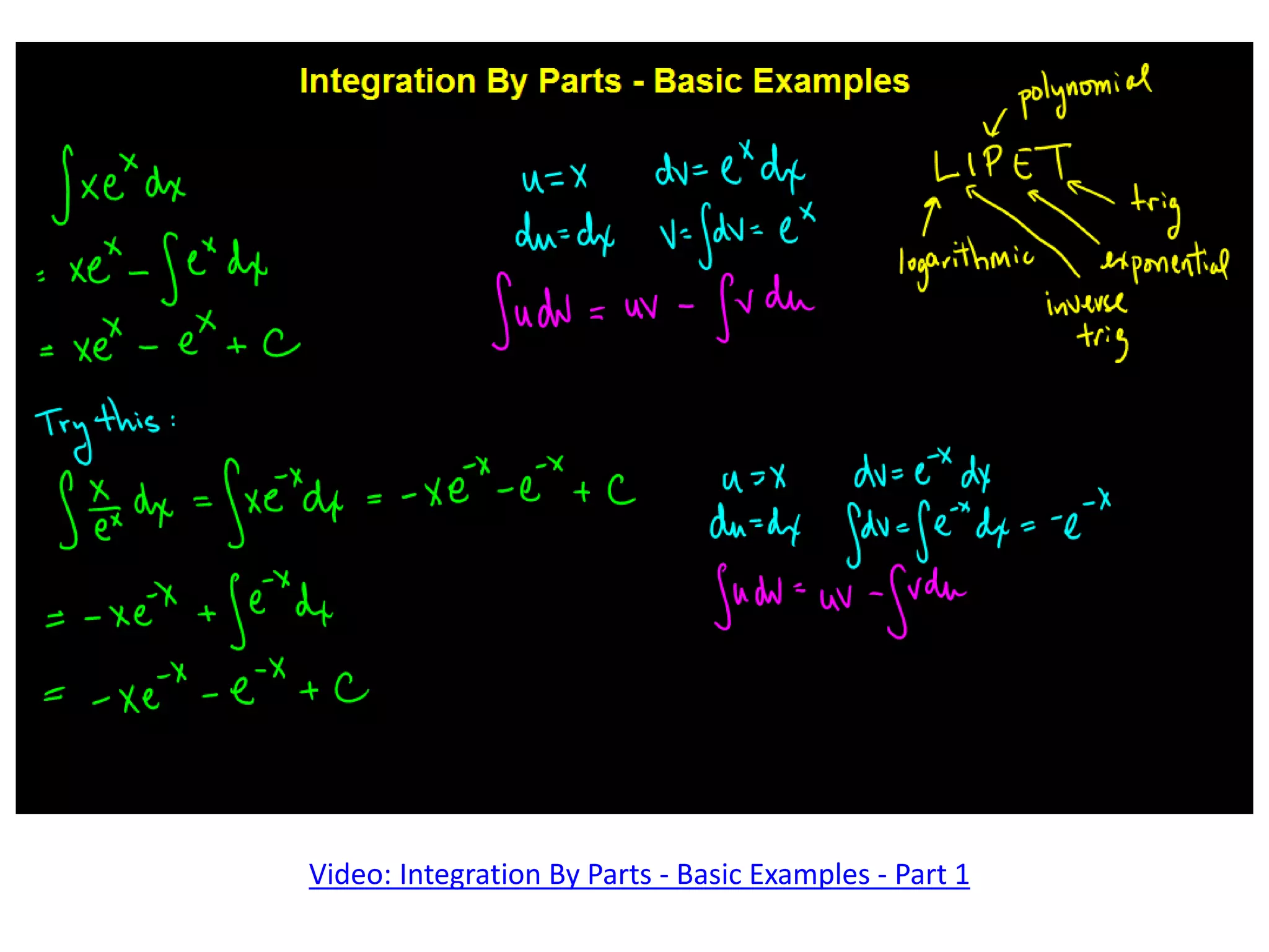 AP Calculus BC Integration By Parts | PPTX