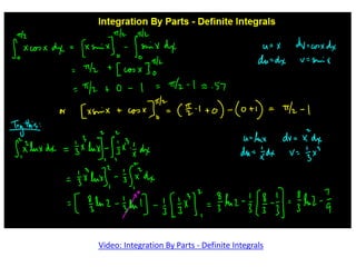 Integration By Parts Definite Integral