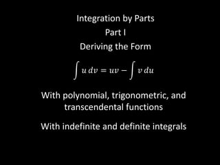 AP Calculus BC Integration By Parts | PPT