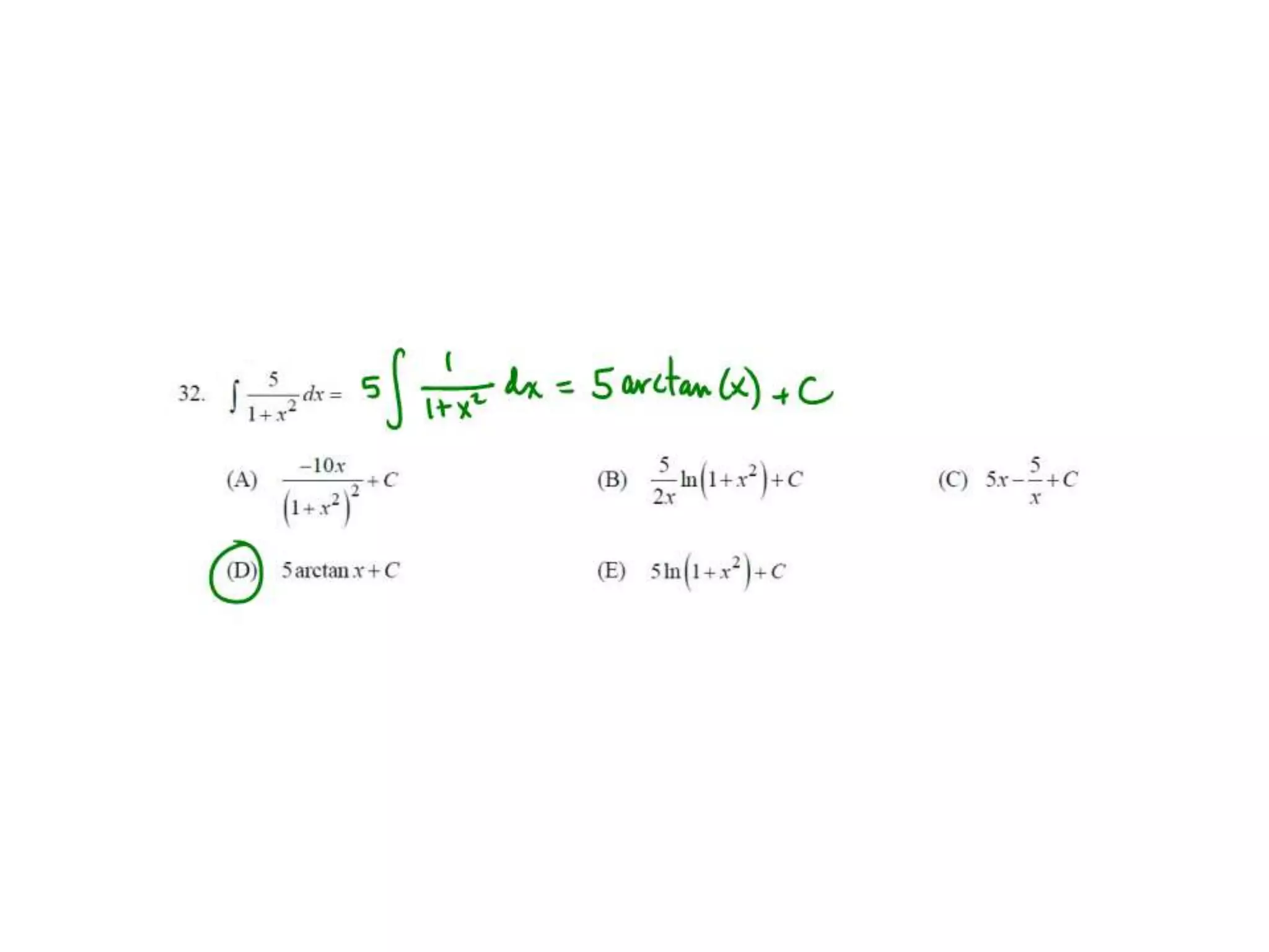Ap calculus bc integration multiple choice practice solutions | PPTX