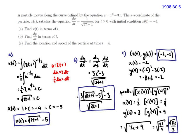 AP Calculus BC parametric, vector frq | PPTX