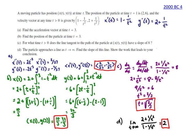 AP Calculus BC parametric, vector frq | PPT
