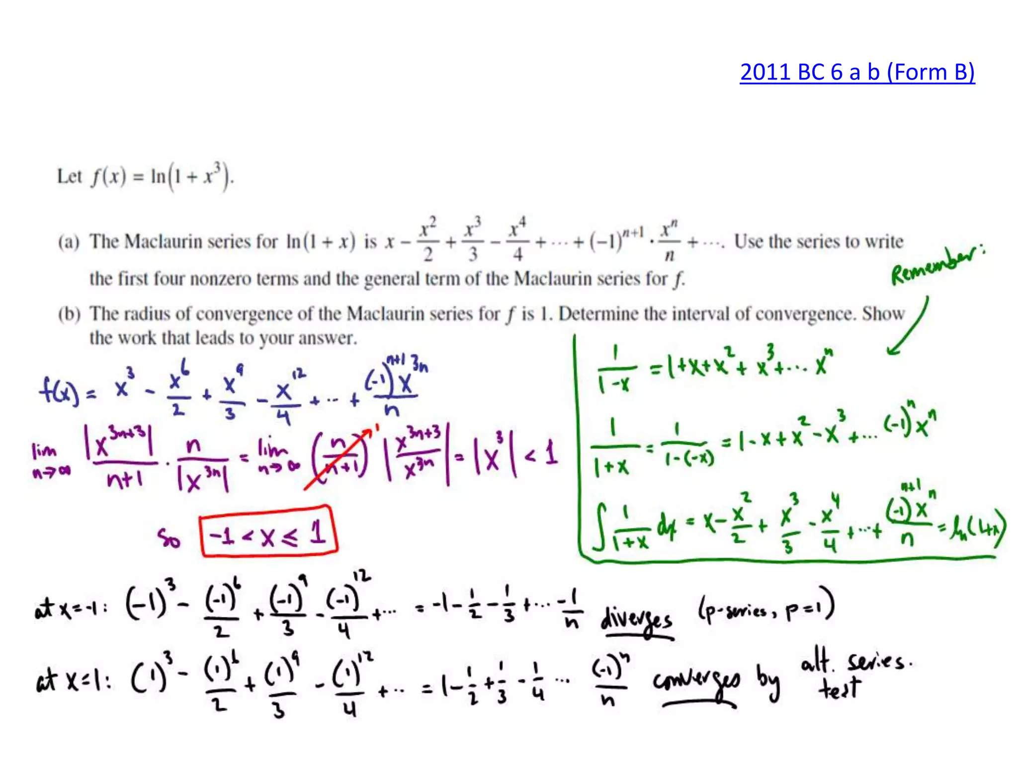 AP Calculus BC Series FRQ Solutions | PPTX