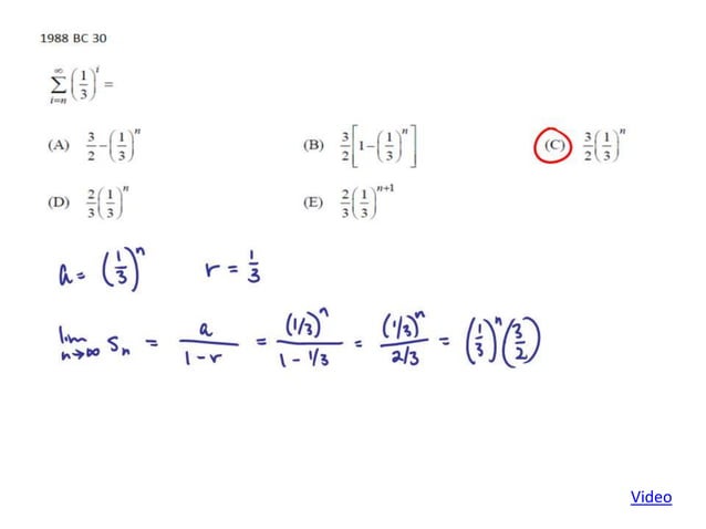 AP Calculus BC Series Multiple Choice Solutions | PPTX