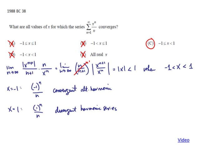 AP Calculus BC Series Multiple Choice Solutions | PPTX