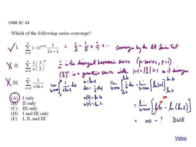 AP Calculus BC Series Multiple Choice Solutions | PPTX