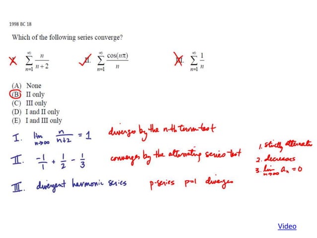 AP Calculus BC Series Multiple Choice Solutions | PPTX