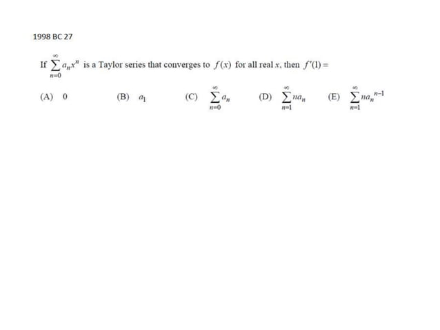 AP Calculus BC Series Multiple Choice Solutions | PPTX