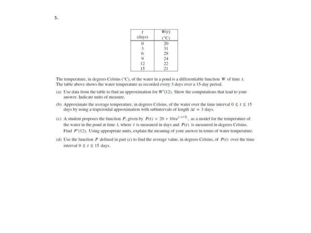 AP Calculus Rectangular and Trapezoidal Approximation FRQ Solutions ...