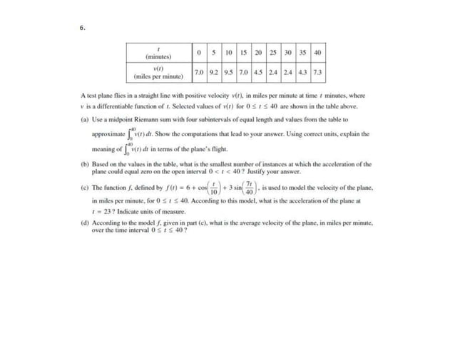 AP Calculus Rectangular and Trapezoidal Approximation FRQ Solutions ...