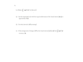 AP Calculus Rectangular and Trapezoidal Approximation FRQ Solutions ...