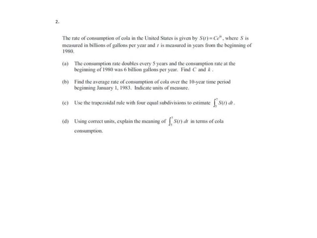 AP Calculus Rectangular and Trapezoidal Approximation FRQ Solutions ...