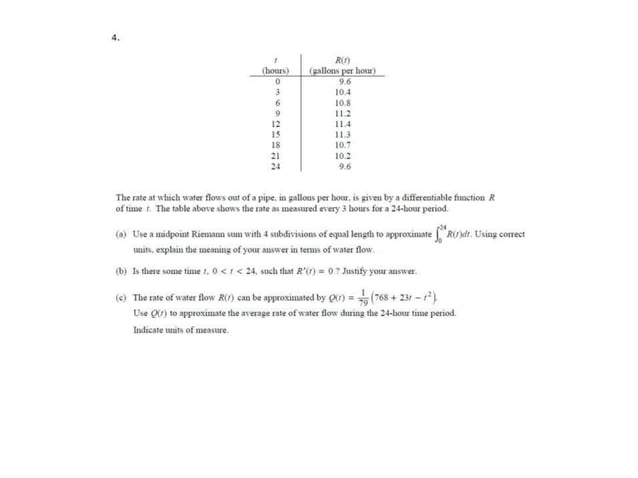 AP Calculus Rectangular and Trapezoidal Approximation FRQ Solutions | PPT