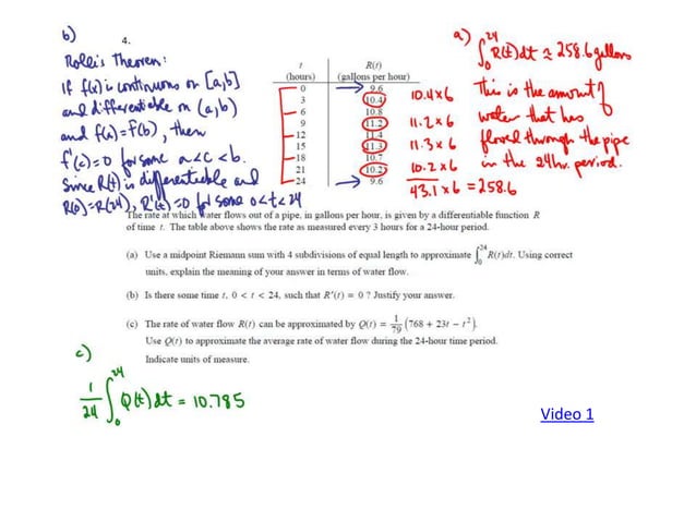 AP Calculus Rectangular and Trapezoidal Approximation FRQ Solutions ...