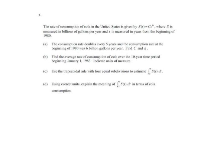 AP Calculus Rectangular and Trapezoidal Approximation FRQ Solutions