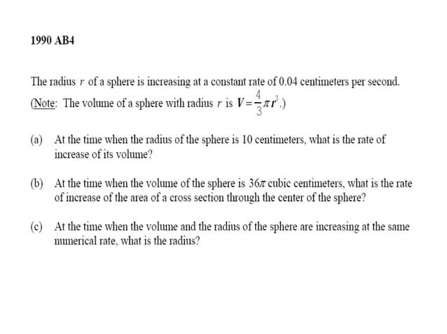 Ap calculus related rates frq | PPTX