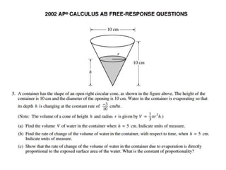 Ap calculus related rates frq | PPTX
