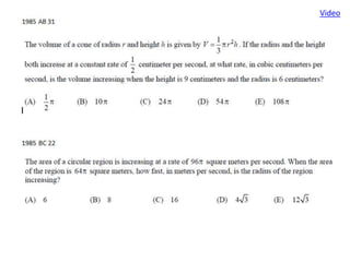 Ap calculus related rates mc | PPT