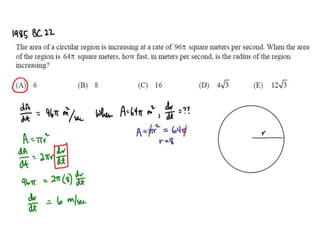 Ap calculus related rates mc | PPT