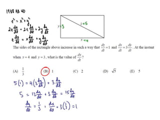 Ap calculus related rates mc | PPT