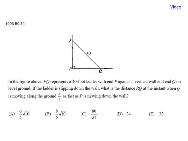 Ap calculus related rates mc