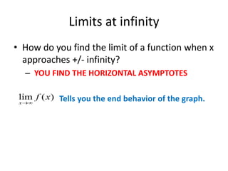 Limits & infinity (horizontal & vertical asymptotes) AP Calc | PPTX ...