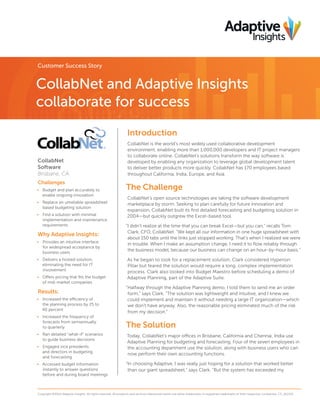 Adaptive Insights: CollabNet - A Customer Success Story | PDF