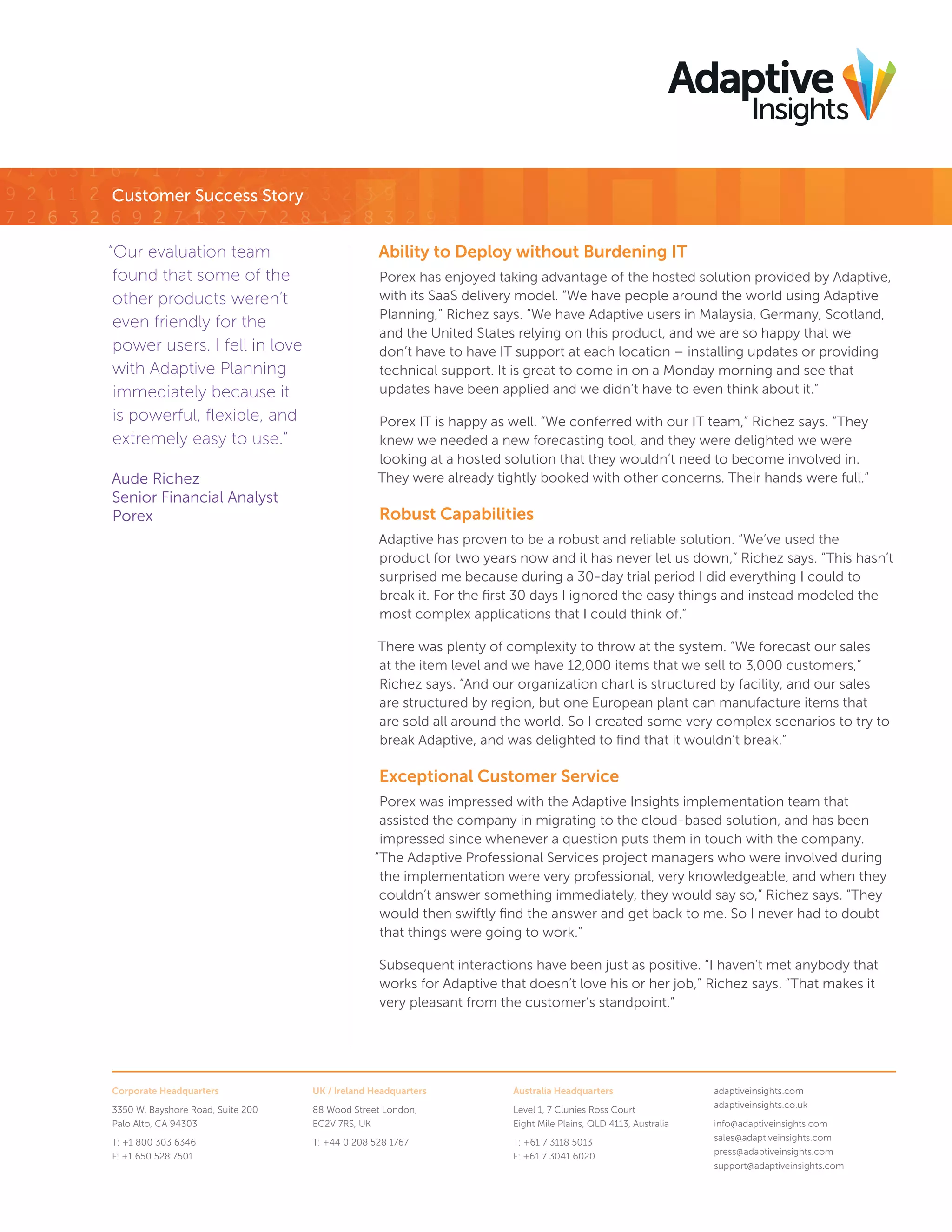 Adaptive Insights: Porex Corporation - A Customer Success Story | PDF ...