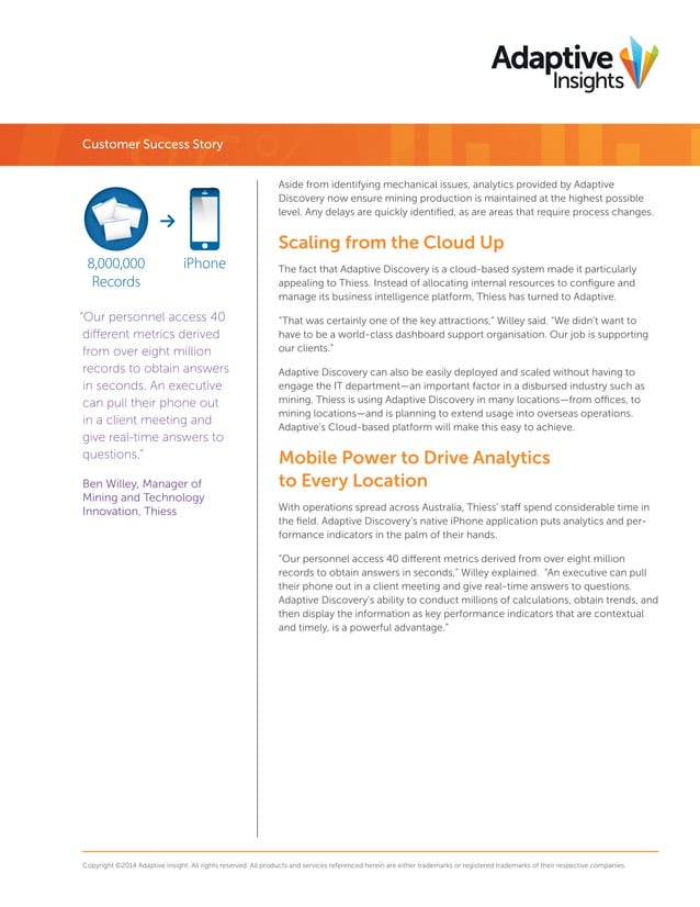 Adaptive Insights: Thiess - Customer Success Story | PDF | Cloud ...