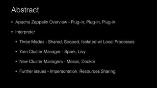 Apache Zeppelin & Cluster | PPT
