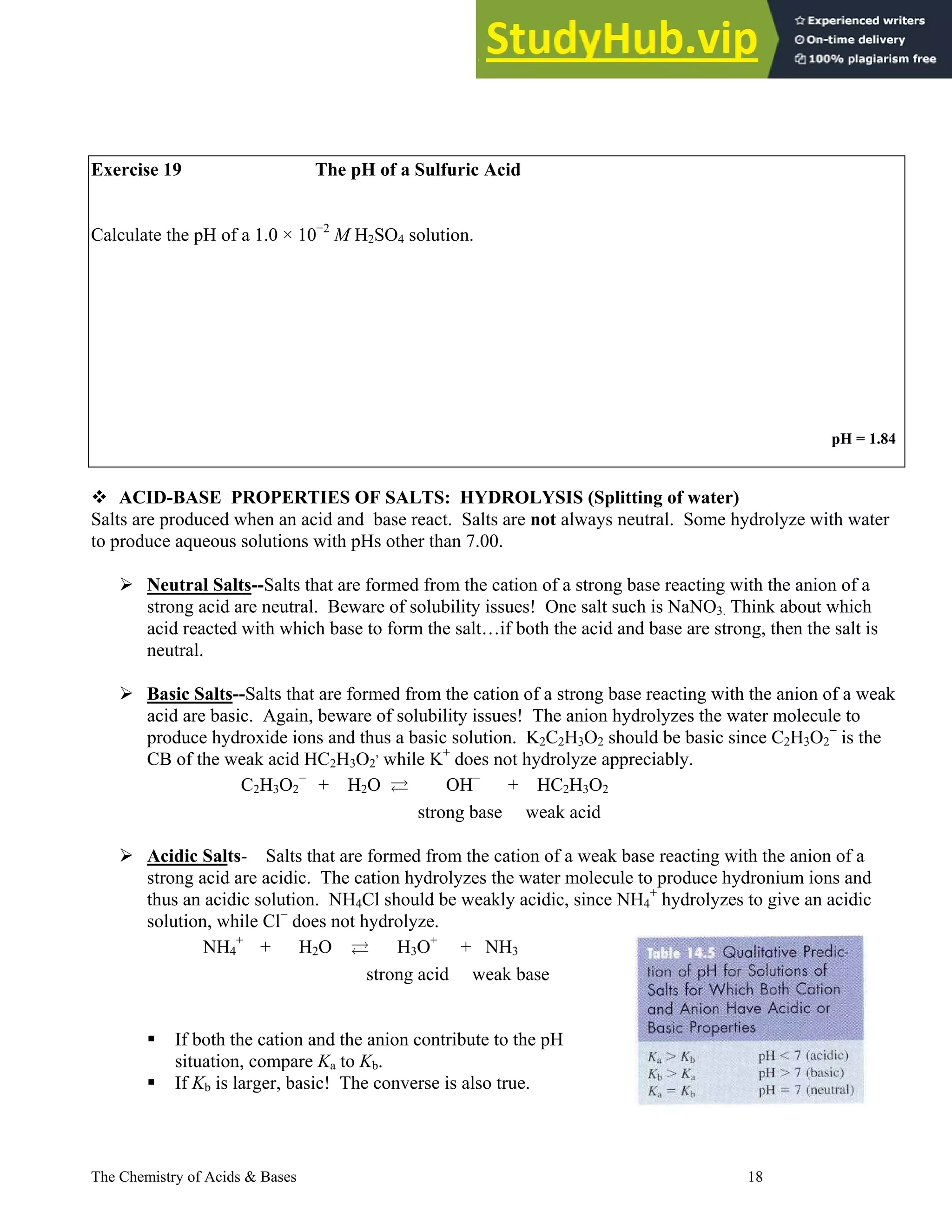 AP Chemistry The Chemistry Of Acids And Bases | PDF