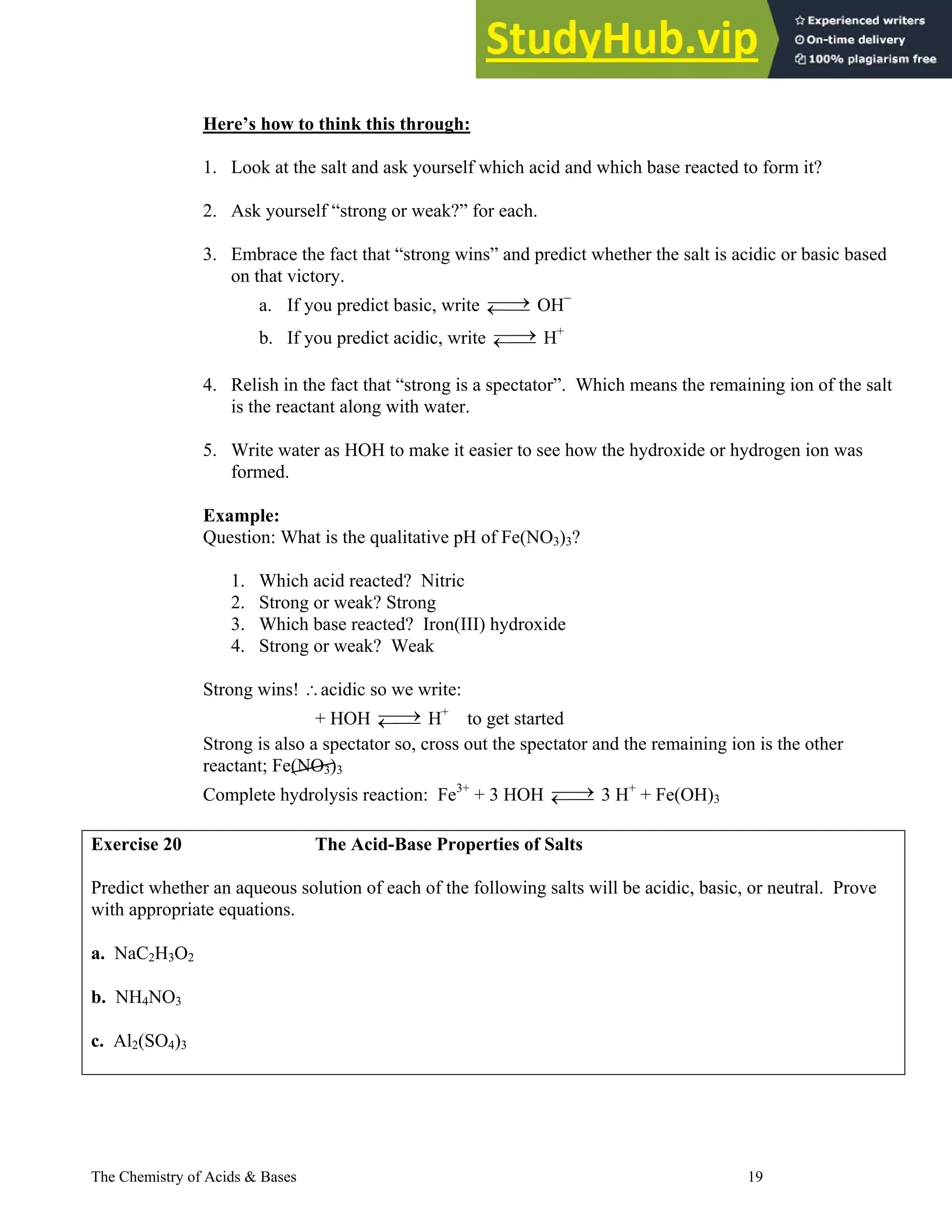 AP Chemistry The Chemistry Of Acids And Bases | PDF