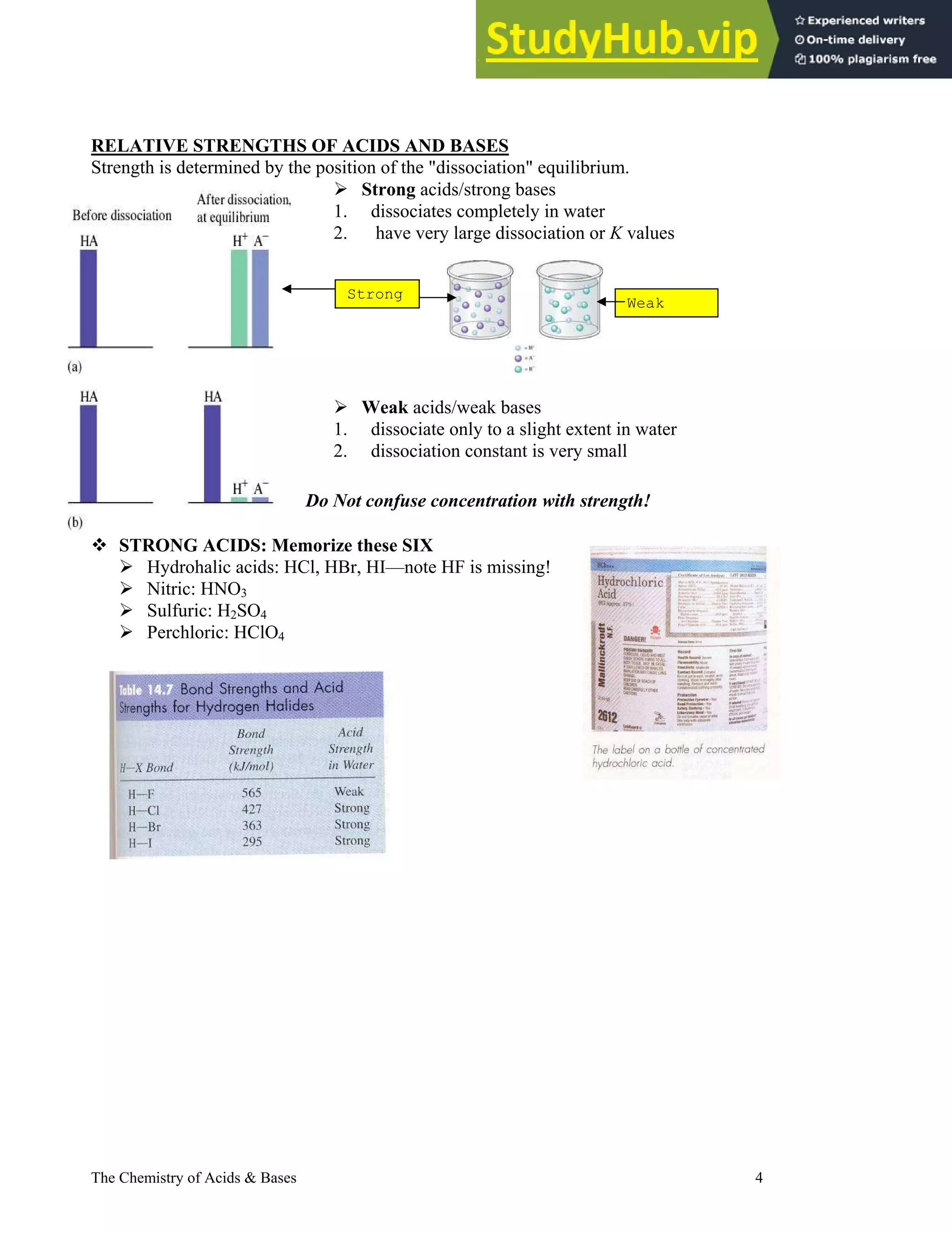 AP Chemistry The Chemistry Of Acids And Bases | PDF