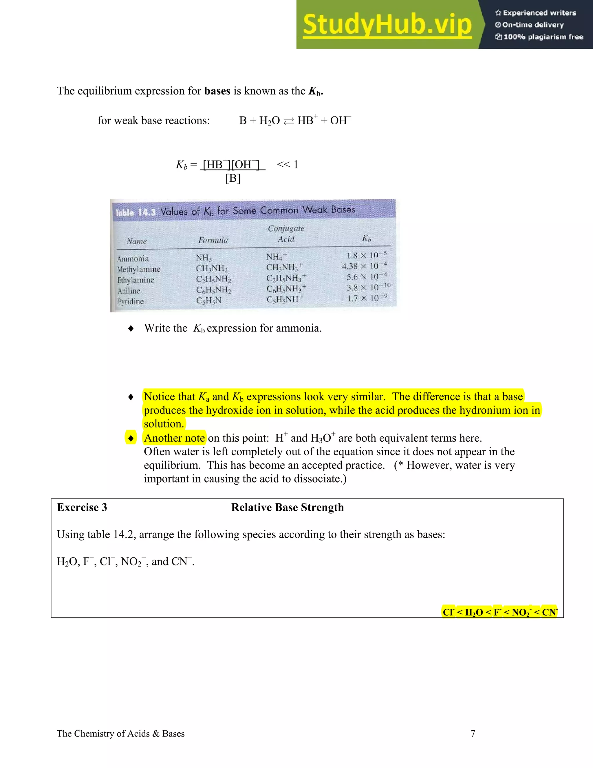 AP Chemistry The Chemistry Of Acids And Bases | PDF