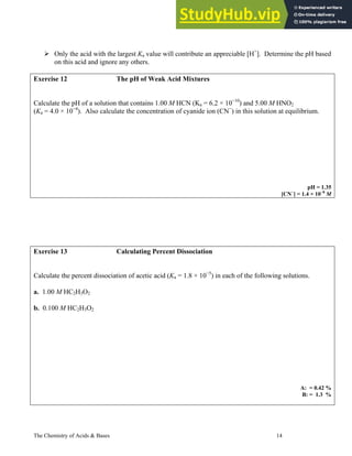 AP Chemistry The Chemistry Of Acids And Bases | PDF
