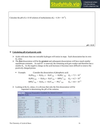 AP Chemistry The Chemistry Of Acids And Bases | PDF