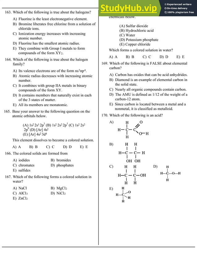 AP CHEM MIDTERM REVIEW | PDF