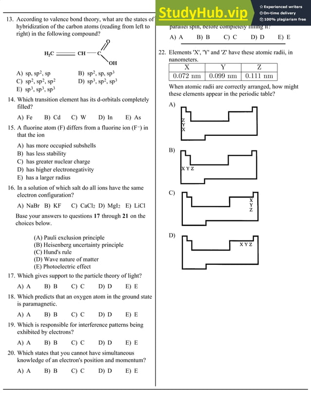 AP CHEM MIDTERM REVIEW | PDF