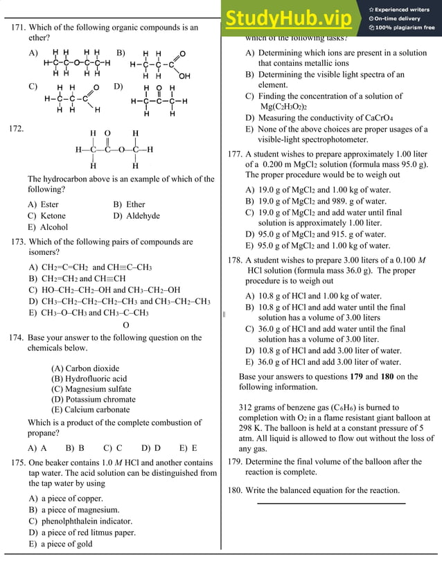 AP CHEM MIDTERM REVIEW | PDF