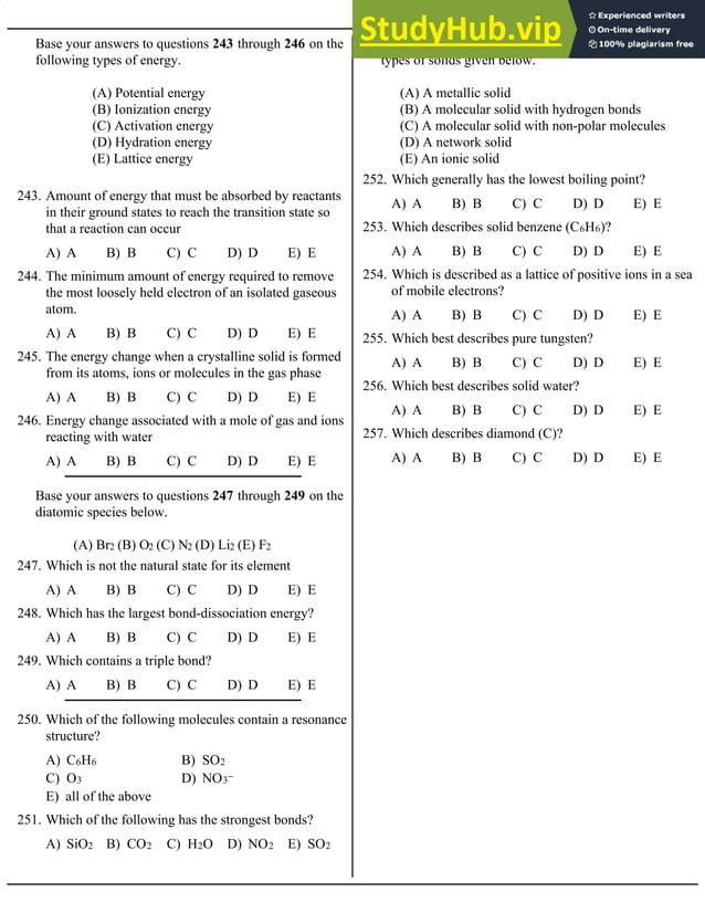 AP CHEM MIDTERM REVIEW | PDF