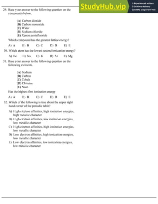 AP CHEM MIDTERM REVIEW | PDF