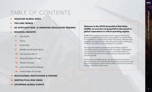 APCO Geopolitical Risk Radar - Q3 2023 | PDF