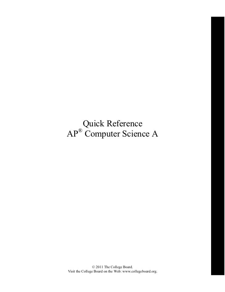 NEW AP Computer Science Exam GridWorld Quick Reference Booklet