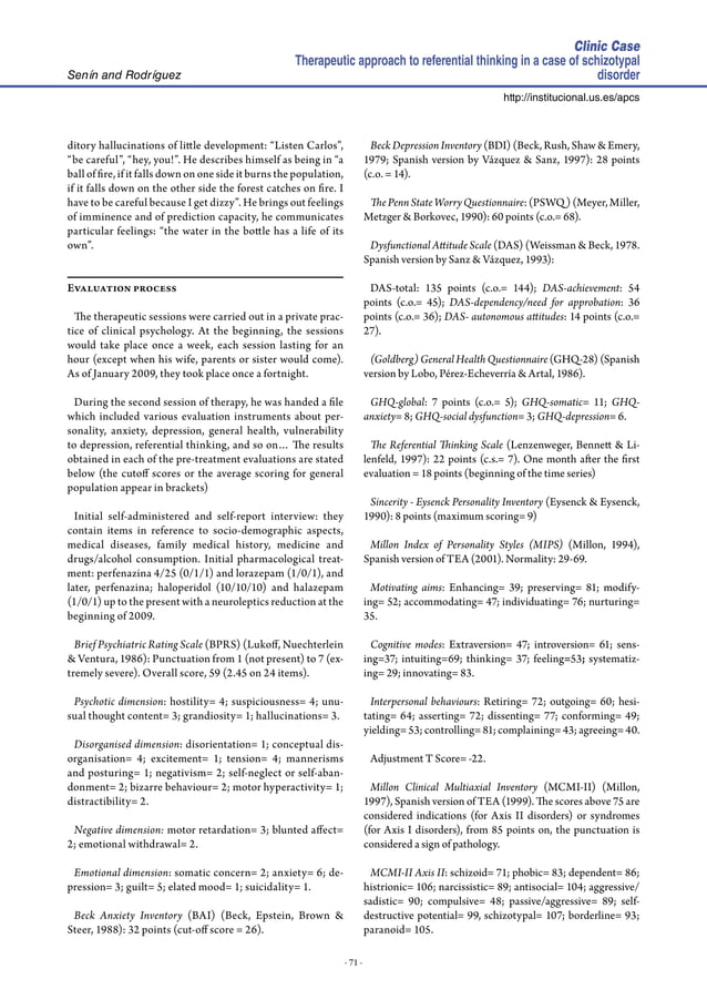 Therapeutic approach to referential thinking in a case of schizotypal ...